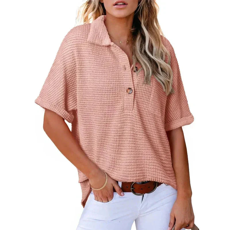 🎀Brand - New! Women's Lapel Loose Short Sleeve Top - A Fashion Must ...